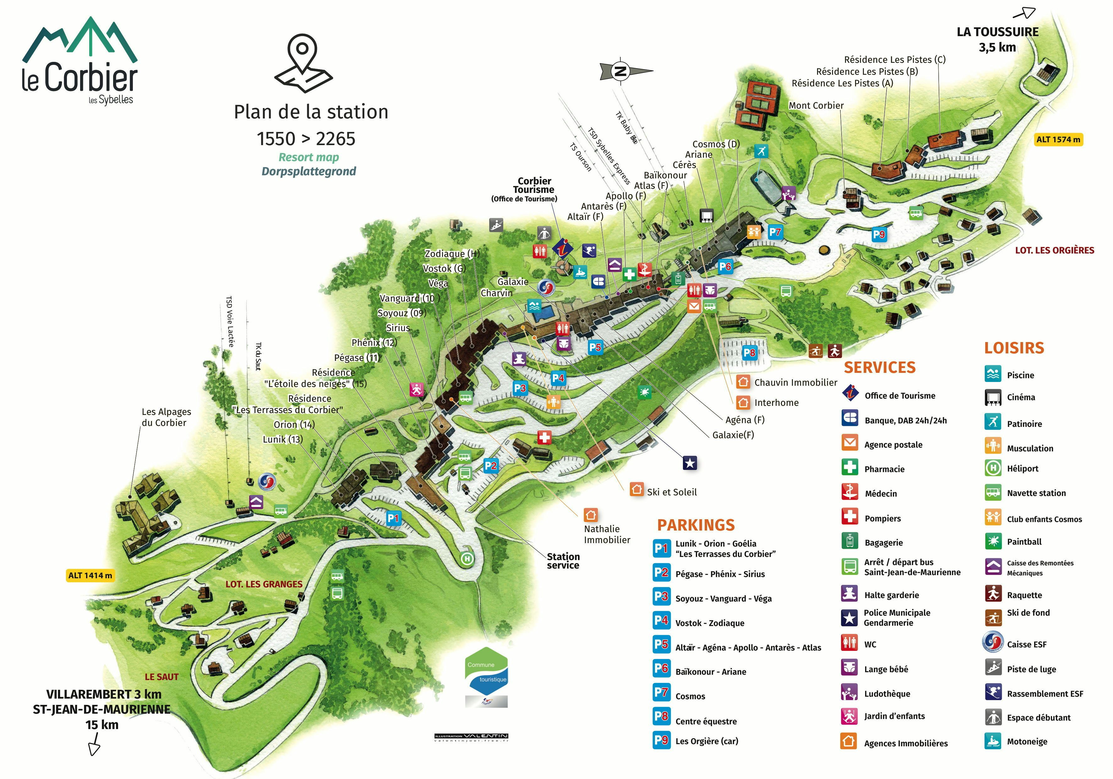 Plan des pistes — Le Corbier | OVO Network